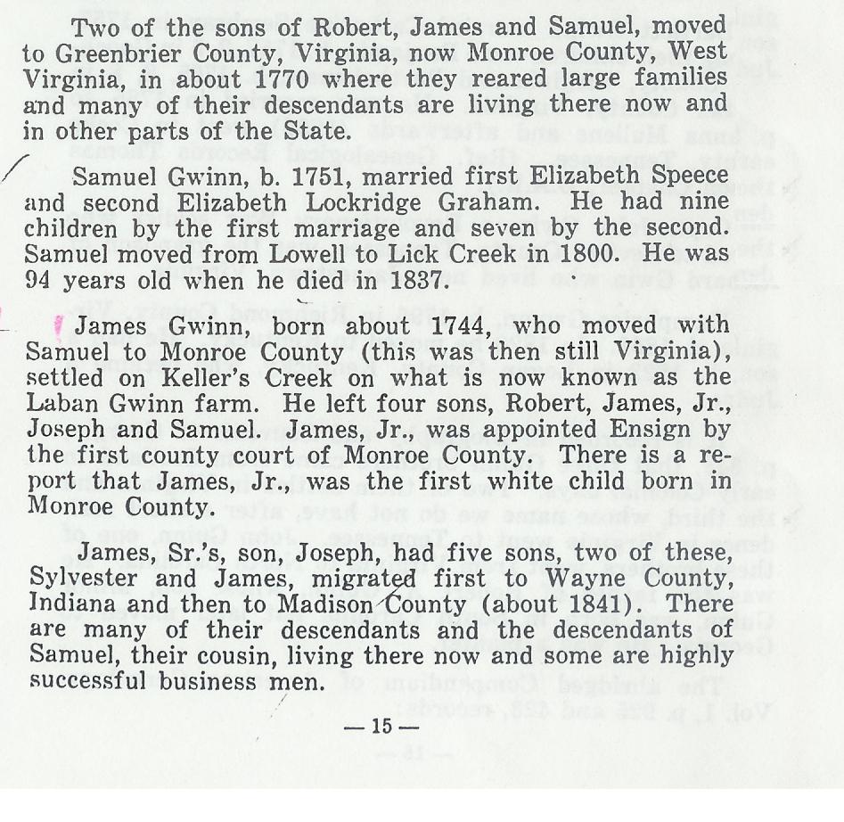 Samuel Gwinn, Sr. (b. 1745 – d. 1839) – Metes & Bounds: